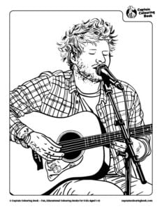 Free Ed Sheeran Colouring Page PDF Download | Captain Colouring Book