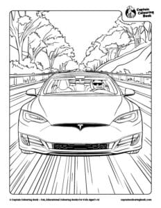 Free Tesla Model S Car Colouring Page, Printable PDF Download