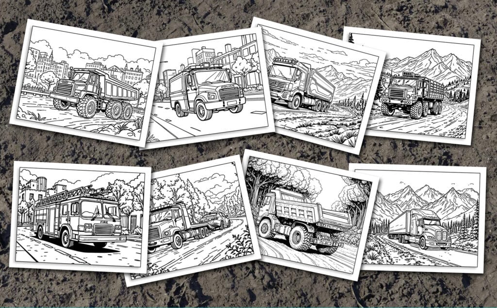 Trucks & Lorries Colouring Book for Kids - Captain Colouring Book