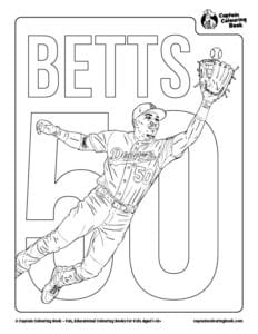 Free Mookie Betts Coloring Page, LA Dodgers Coloring Download